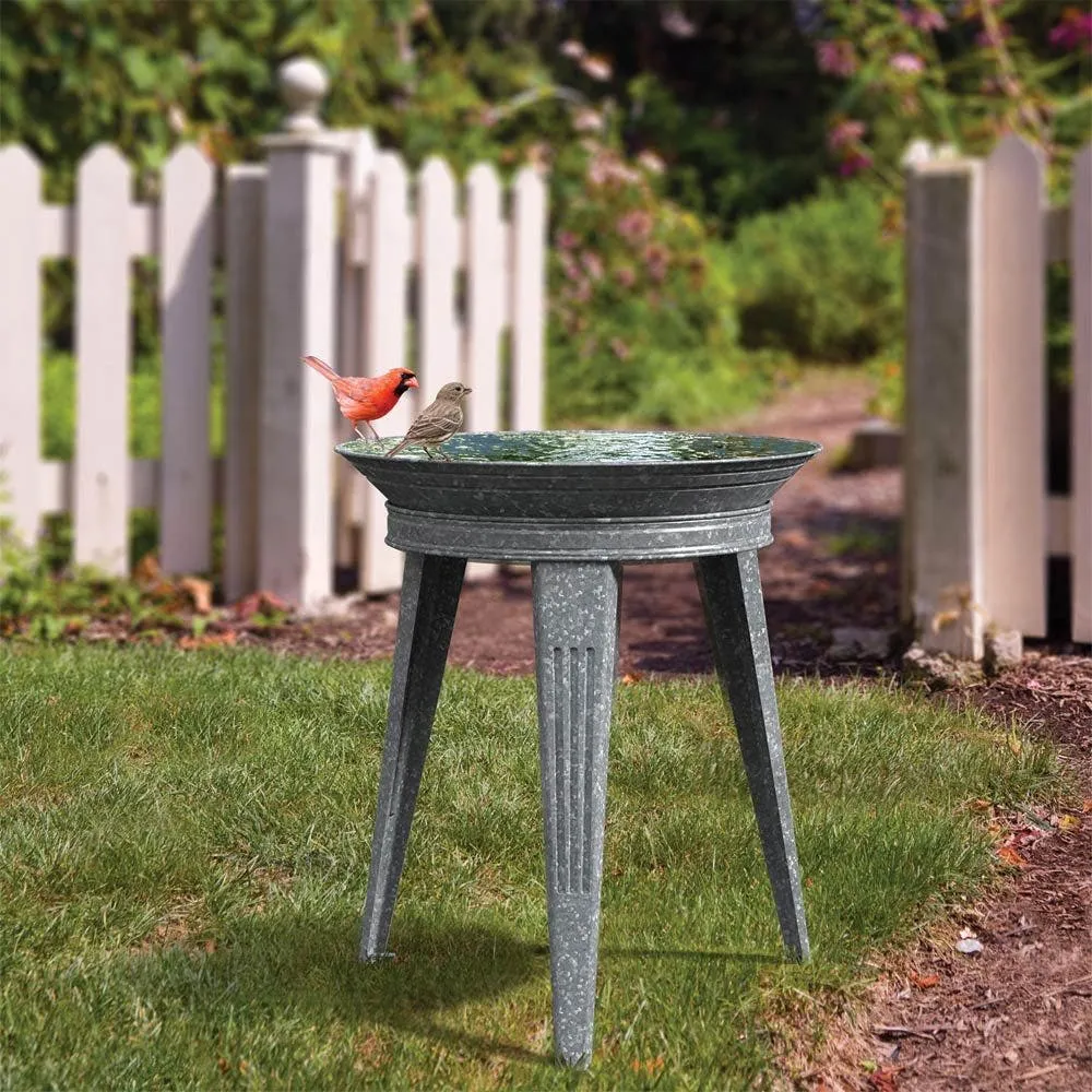 Vintage Galvanized Metal Bird Bath - www.toptierhardware.com